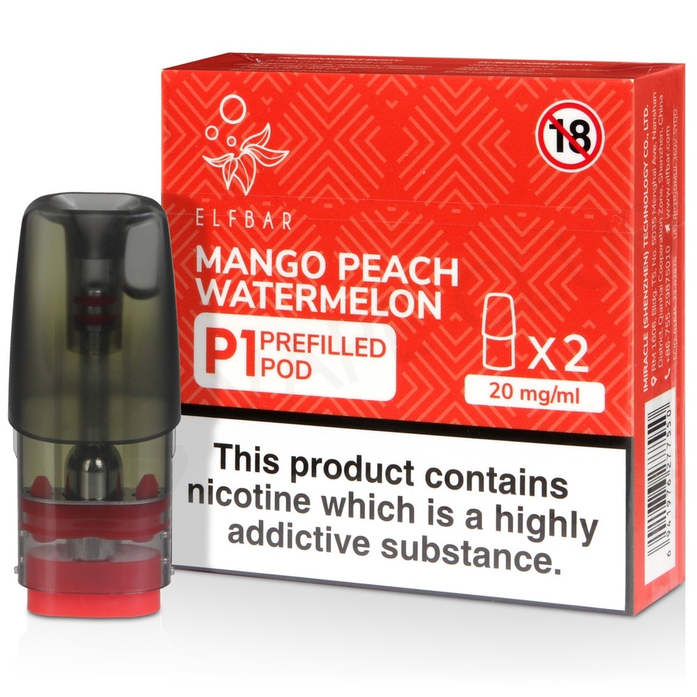 MANGO PEACH WATERMELON ELF BAR MATE P1 PREFILLED POD – thegenz